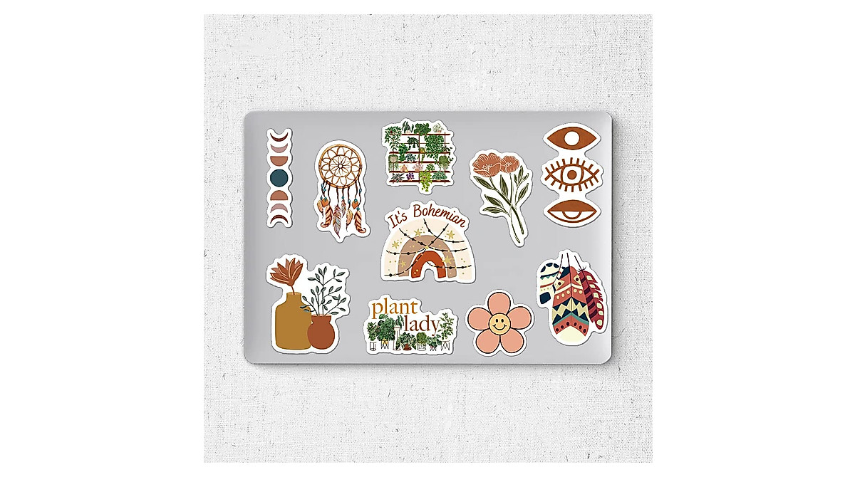 Get 200 Aesthetic Boho Stickers - Waterproof Vinyl Decals