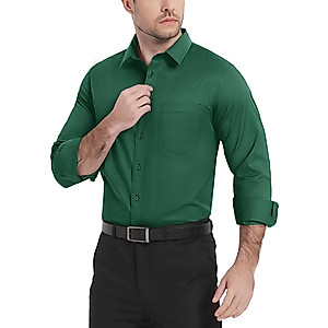 TACVASEN Dress Shirts for Men Business Shirts for Men Mens Green Dress Shirts Green Dress Shirts for Men Slim Fit Shirt Dress