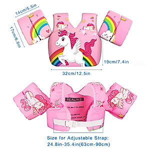 REALIKE Kids Swim Vest for Toddler Floaties Swimming Aids with Shoulder Harness Arm Wings for Children/Infant/Baby,Sea Beach/Pool/Lake, Suitable for 28-70lbs Boys/Girls