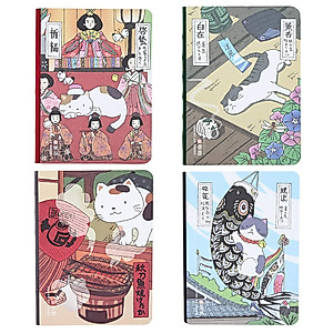 Composition Notebook, College School Notebooks Subject Daily Journal Notebook, Japanese Cartoons Printed Cover, Thick Paper, 5.7''*4.1'', 224 Sheets(Incense)
