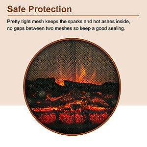 LegendFlame Fireplace Mesh Screen Curtain 22” High, Two 24" Wide Panels, Black Matte, SP62-22