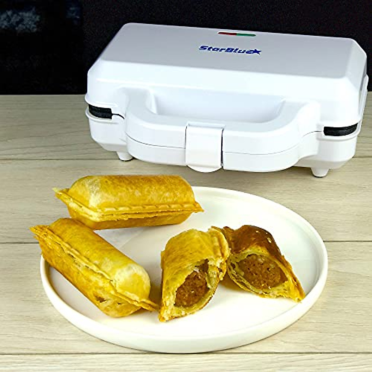 Sausage Roll Maker by StarBlue with FREE Recipe ebook – Make 4 Quick and Delicious Breakfast Sausage Rolls and Snacks in Minutes AC120V 60Hz 850W