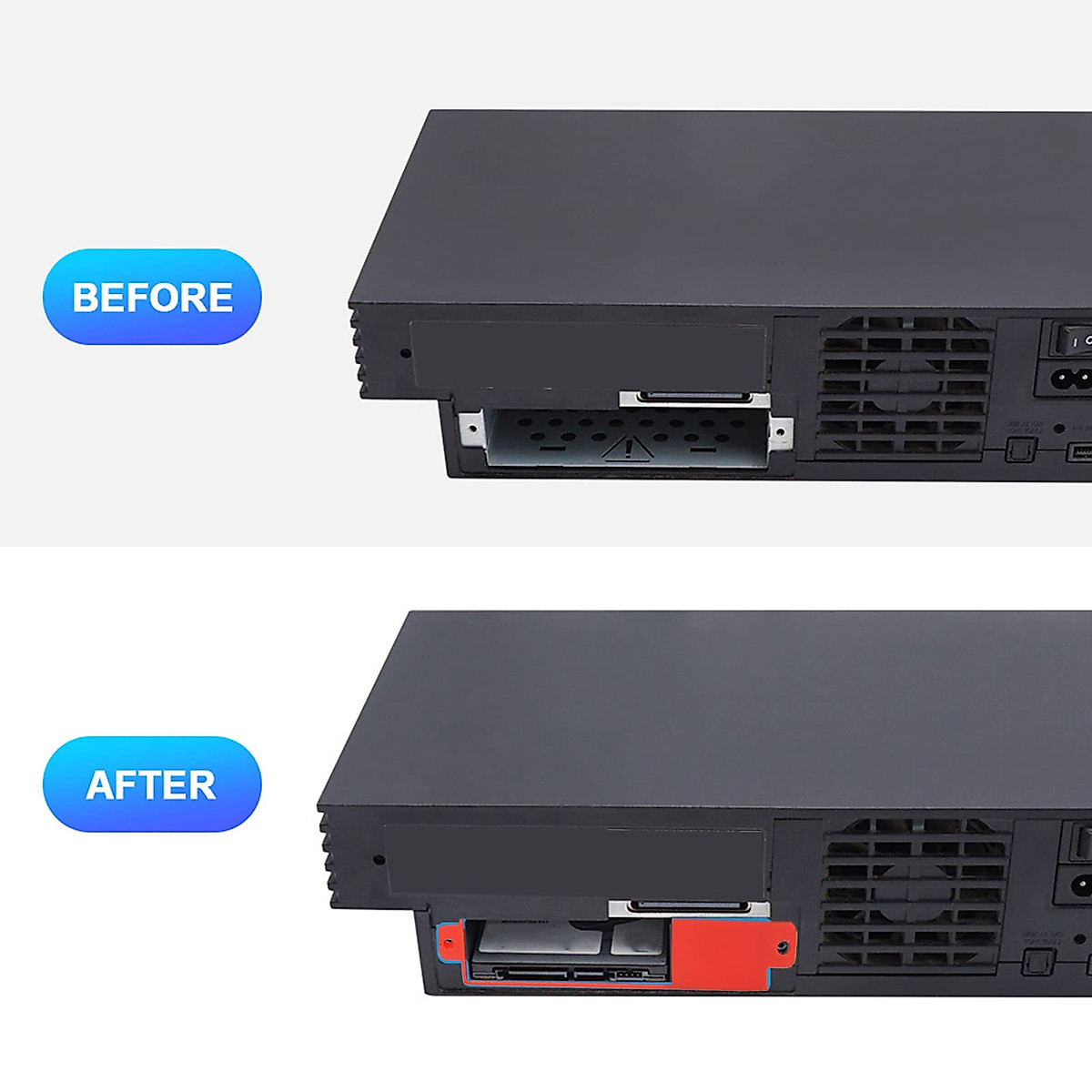 Hard Drive Spacer,2.5inch Hard Disk Bracket,3D Printing Hard Disk Stand Holder Game Console Gaming Accessories for PS2 SCPH 30000 SCPH 50000 Console (Red)