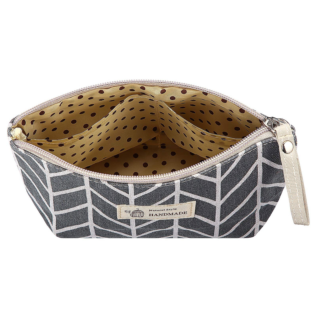 Boao 6 Pieces Canvas Cosmetic Bags Pouches for Purse with Zipper Printed Makeup Bag Multi Function Canvas Travel Pouch Organizer Pouch for Women Vacation Travel, 6 Styles(Grid Style)