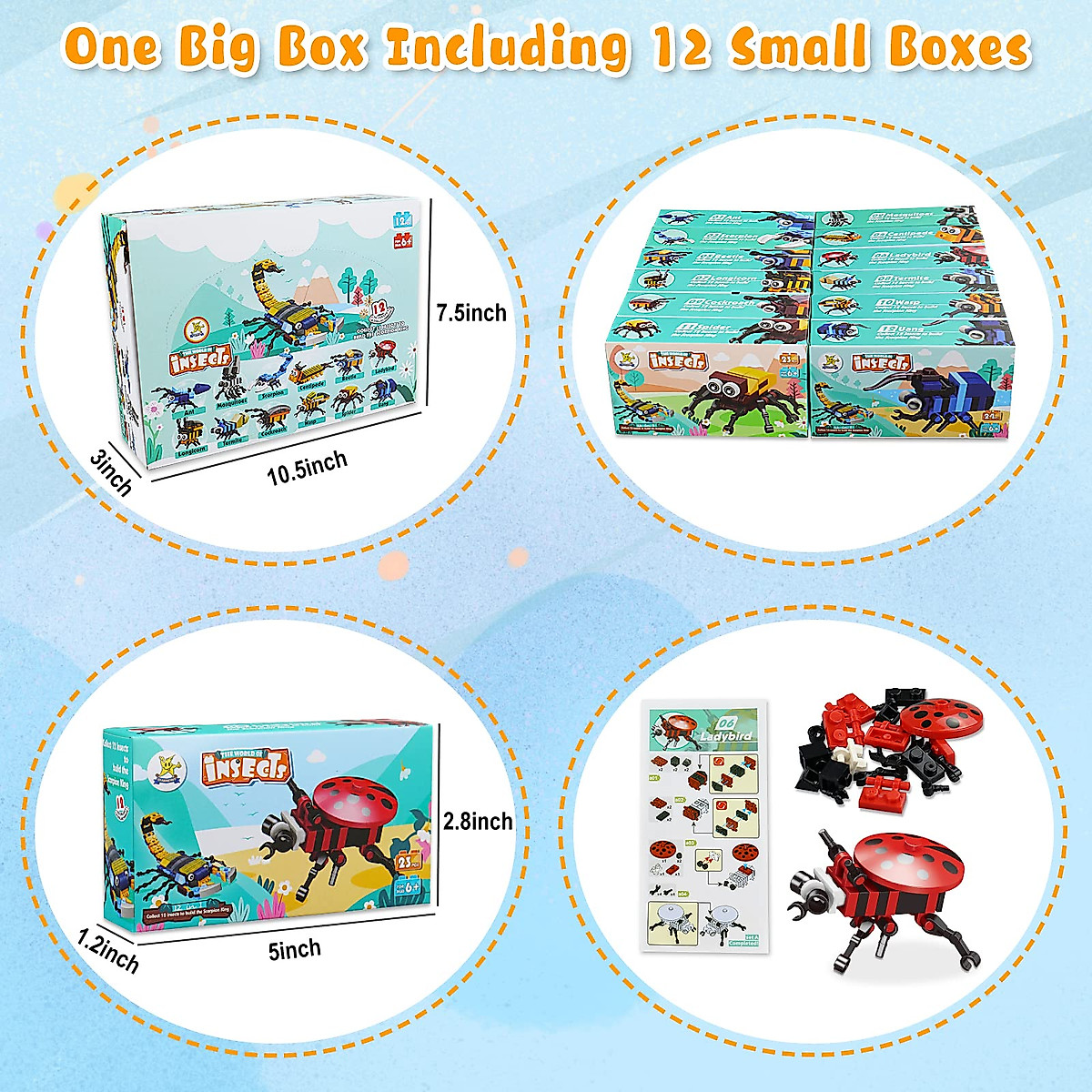 JOYPRO Mini Building Blocks Sets, 12 Small Animals Building Blocks Valentines Gifts Party Favor for Kids, Valentine Gift Exchange for Kids Boys Girls, Valentine Classroom Gifts Party Favors (12 Boxes)