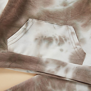 GRNSHTS Toddler Baby Boy Tie Dye Pants Set Hoodie Pocket Top Long Pants 2PCS Fall Winter Outfits Clothes (Brown,18-24M)