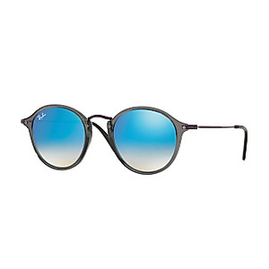 Ray-Ban Rb2447n Round Flat Lens Sunglasses, Transparent Green, 52 mm
