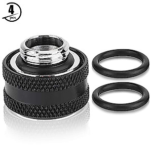 fosa 4 Pcs/8 Pcs OD 16mm Tube Fitting, Water Cooling Compression Fitting with Sealing Ringsfor AcrylicTube for Computer Water Cooling System(Black, 4 Pcs)