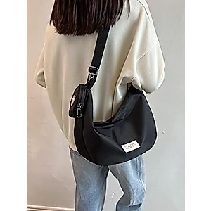 Womens Multipurpose Crossbody Hobo Bags Small Shoulder Bag Fashion 2 in 1 Zip Handbags with Coin Purse (Black)