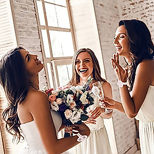 Sibba 8 Pieces Elastic Pearl Wrist Bands Lace Corsage Bracelet Wrist Corsage Bands Wedding Corsages Wristlets DIY Wrist Corsages Accessories for Wedding Festival Beach Party