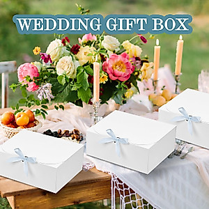 WLUSEAXI 15Pack Gift Boxes with Lids for Presents, 10x8x4 Inch Bridesmaid Proposal Box, White Gift Boxes with Ribbon for Bride Shower, Birthday, Wedding, Party, Graduation Gift