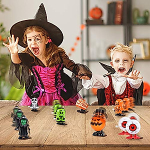 HIGHEVER Halloween Wind Up Toys for Kids - 12 Pack Small Party Favors for Toddler Assorted Pumpkin Teeth Mini Toy for Kid for Boys Girls Children Candy Bag Filler Prizes Birthday Reward