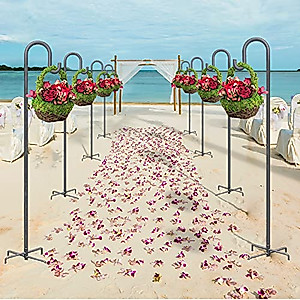 Highpro 63" Shepherds Hooks for Outdoor, Heavy Duty Bird Feeder Pole with 5 Base Prongs, Adjustable Garden Hanging Holder for Bird Feeders, Solar Light Lanterns, Garden Plant Hanger Stands