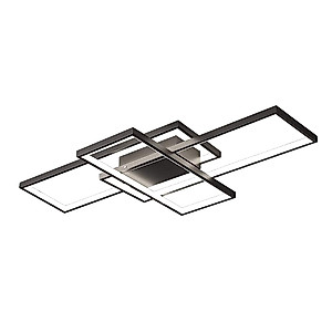 OKES Modern Ceiling Light, 78W LED Ceiling Lamp Black Square Acrylic Flush Mount Ceiling Lights Fixture for Bedroom Living Room Kitchen Office netural light/4000K 35.4inch