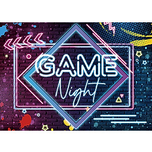 Glow Neon Photo Background for Game On Birthday Party Decor 7x5ft Game Night Theme Photography Backdrops Sleepover Slumber Prom Gaming Party Cake Table Decor Photobooth Banner
