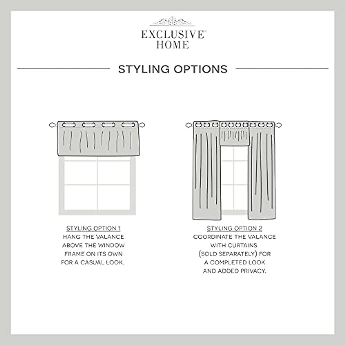 Exclusive Home Catarina Layered Room Darkening Blackout and Sheer Grommet Top Valance, 52"x18", Sand