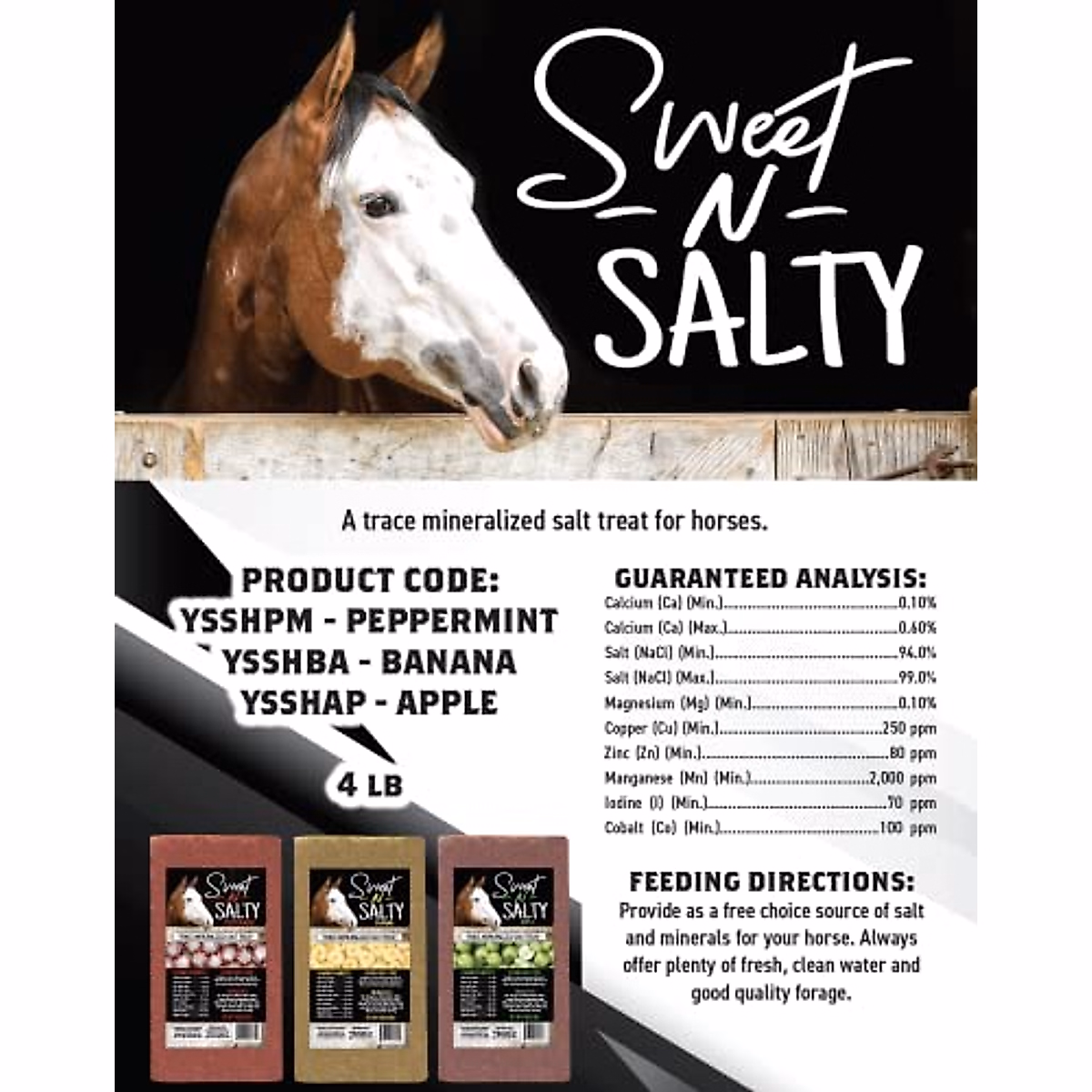 Kalmbach Feeds Sweet N Salty Peppermint Flavored Salt Treat Brick for Horses, 4 lb