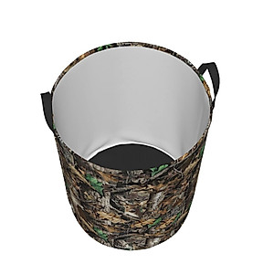 Camo Deer Camouflage Hunting Round Fabric Storage Bin,Decorative Basket,Organizer Basket With Handles,For Clothes Storage,Books And Sundries