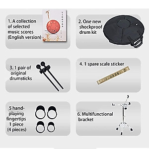 18 Inch Steel Tongue Drum 22 Notes Handpan Drum Tank Drum C Key Professional Music Panda Drum with Travel Bag for Yoga, Meditation, Music Therapy (Color : Black)