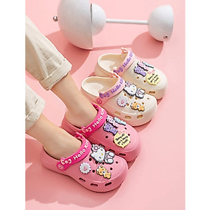 Everyday Delights Sanrio Hello Kitty Bears Clogs Slip on Water Shoes Casual Summer for Girls Kids Children - White XL Size
