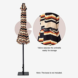 Tempera 9 ft Striped Patio Umbrellas Outdoor Table Market Umbrellas with 2-year Nonfading Canopy, 8 Sturdy Ribs and Push Button Tilt & Crank