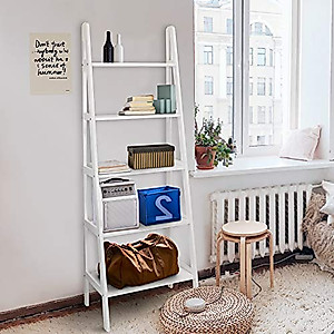 Casual Home 5-Shelf Ladder Bookcase, White (New)