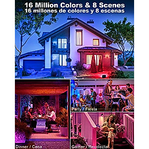 RGB Flood Light Outdoor, 20W Smart WiFi Flood Light Work with Alexa, Color Changing RGBCW Party Stage Uplight Wall Washer Landscape Deco Light for Patio Tree Garden Christmas (US 3-Plug, 2 Pack)