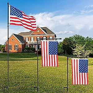 Aitjunz 3 in 1Garden Flag Stand with Flag, Garden Flag Holder Height Adjustable from 2.4-8FT, Tangle Free Garden Flag Pole, Wind Resistant/Rust Free/Black