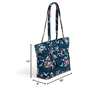 Vera Bradley Women's Cotton Small Vera Tote Bag, Rose Toile - Recycled Cotton, One Size