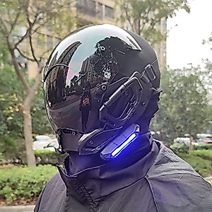 KYEDAY Punk Gothic Cyber Mask for Men,Techwear mask, Halloween Cosplay Costume Accessory with LED Light, Futuristic Mask