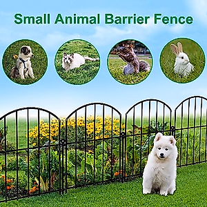 Xeeol Garden Fence 10 Panels, 10ft (L) x 17in (H) Rustproof Metal Wire Flower Bed Garden Fencing Border for Yard, No Dig Animal Barrier for Dog