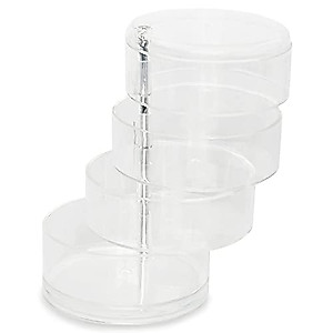 4-Tier Clear Plastic Jewelry Storage Box, Stackable Hair Accessories Organizer for Girl's Hair Ties, Clips, Bows (4.5 x 6.9 In)