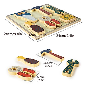 TOGELIN Wooden Puzzles for Toddlers 1-3, Baby Puzzles, Montessori Toys for Kids, Preschool Learning Toys for Boys and Girls-Animal & Tool