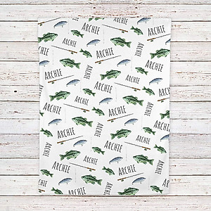 Lovable Gift Co Fishing Personalized Baby Receiving Swaddle Blanket