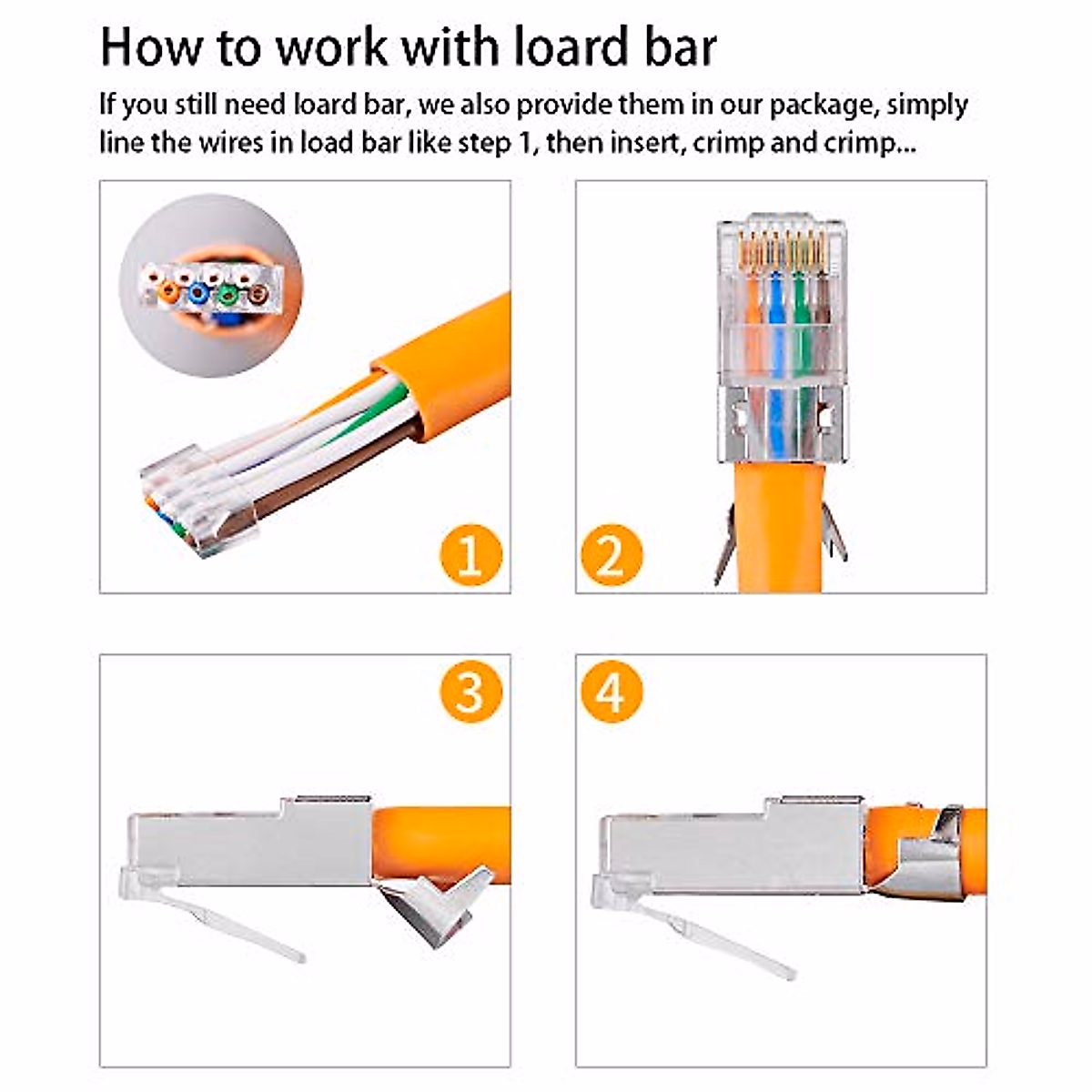 Quilence Cat7 Cat6A Connectors with Double Assembly Design Gold Plated Shielded RJ45 Modular Plug for 23AWG Solid and Stranded Cat7 Cat6A Cable 50u Gold Plated – 25Pack