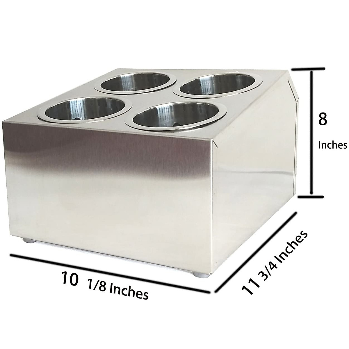 overstockedkitchen Commercial 4-Hole Stainless Steel Cylinder Flatware Silverware Utensil Holder Organizer Canddy