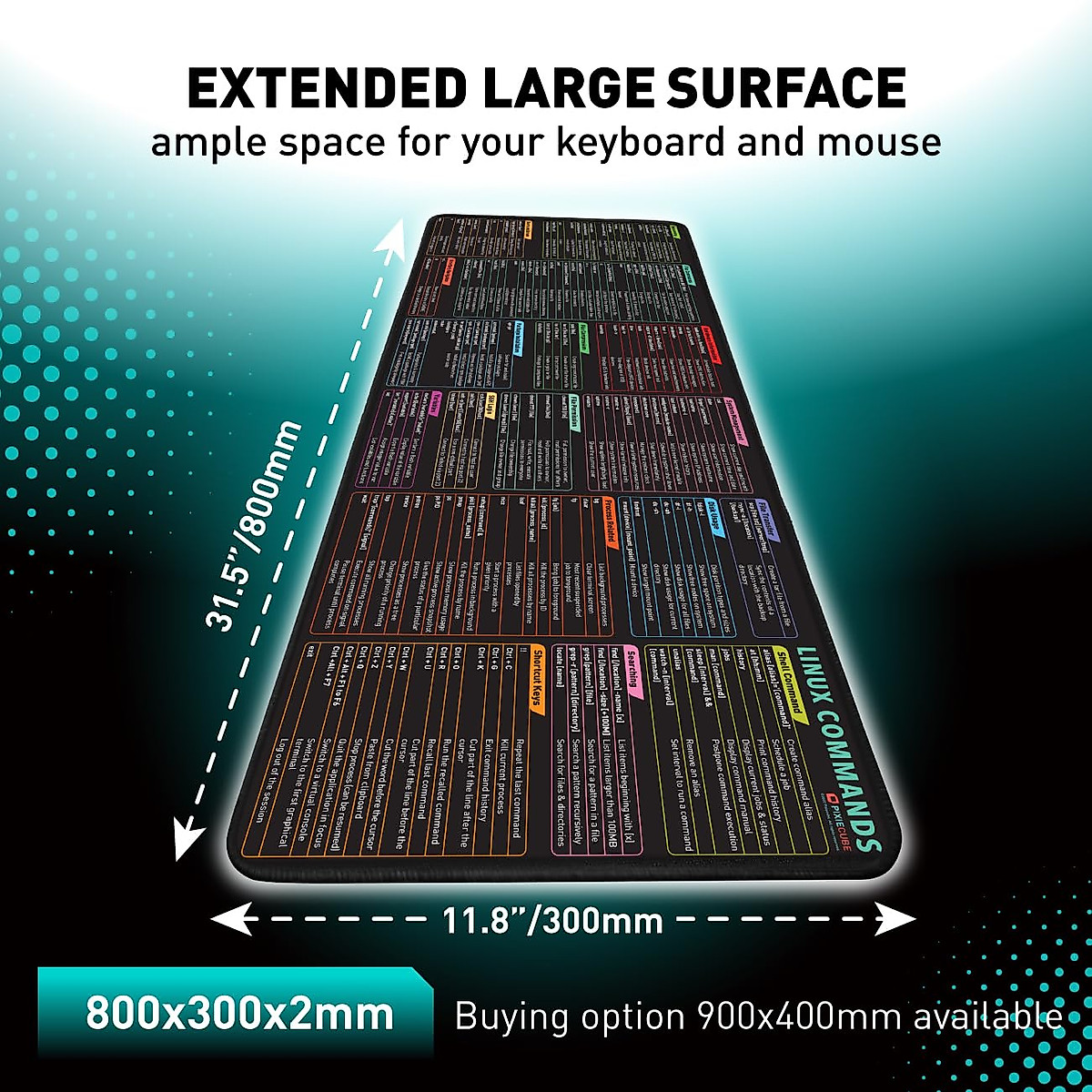 Linux Commands Line Mouse pad - Extended Large Cheat Sheet Mousepad. Shortcuts to Kali/Red Hat/Ubuntu/OpenSUSE/Arch/Debian/Unix Programmer. Non-Slip Gaming Desk mat