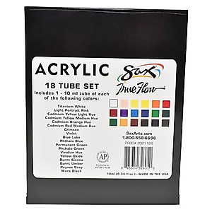Paint Acrylic 0.34 OZ Tube SAX True Flow Set of 18
