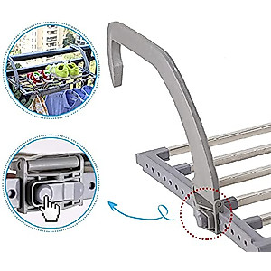 ZyHMW Clothes Airer Balcony Drying Rack Stainless Steel Folding Hanging Window Shoes Rack Adjustable Portable Outdoor Airer Clothes Towel Storage，Folding Airer (Color : S Square Tube Gray)