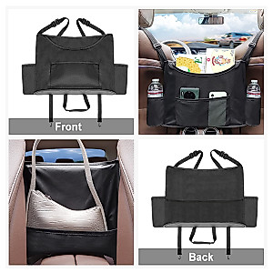 ZXZMZT Car Net Pocket Handbag Holder, Car Purse Holder Between Seats Front, Between Seats car Organizer, Accessory Organizer,Backseat Organizer Storage for Car Front Seat. (Black, 4.5inch)