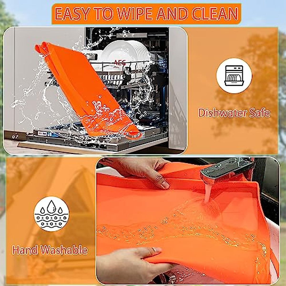 28" Silicone Griddle Mat with Handles for Blackstone, Polished Bottom Surface Grill Cover for Griddle Top, Heavy Duty Reusable Food Grade Silicone Grill Mat Protect Your Griddle from Dirt & Rust