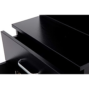 BarberPub 70"x13.2"x11" Locking Wall Mount Hair Styling Barber Station Drawer Storage Beauty Salon Spa Equipment 3036-1 (Black)