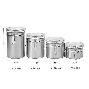 Home Basics 4 Piece Stainless Steel Canister Set,Silver