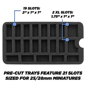 CASEMATIX Miniature Storage Hard Shell Figure Case - 105 Slot Figurine Carrying Case with Customizable Foam Tray Compatible with Warhammer 40k, DND & More!