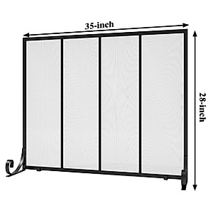 Fire Beauty Flat Panel Fireplace Screen Spark Guard Wrought Metal Gate Cover for Home, Decorative Mesh Fire Place Safety Fence,Baby Safe Spark Guard Protector