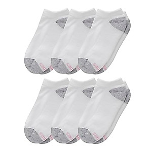 Hanes womens Plush Comfort Toe Seam No Show Socks, 6-pair Pack fashion liner socks, White, Shoe Size 5-9 US