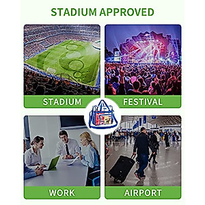 Clear Tote Bag Stadium Approved 12×12×6, Clear Lunch Bag with Front Pockets, Clear Tote Bag for Festival, Concerts, Sports Events-Blue