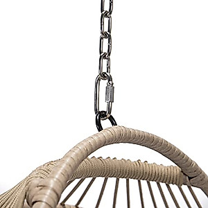 OUTPLATIO Hanging Chair with Stand for Outdoor Indoor with Cushion Swing Chairs for Outside Bedroom Patio Porch Garden Rattan Wicker Hanging Egg Chair Basket Chair 350 lbs Capacity (Beige)