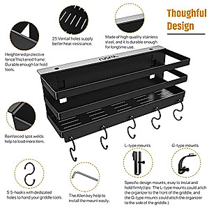 RUSFOL Upgraded Stainless Steel Griddle Caddy for Royal Gourmet 24'' Charcoal&Propane Gas Griddles, with an Allen Key, Space Saving BBQ Accessories Storage Box, Free from Drill Hole&Easy to Install