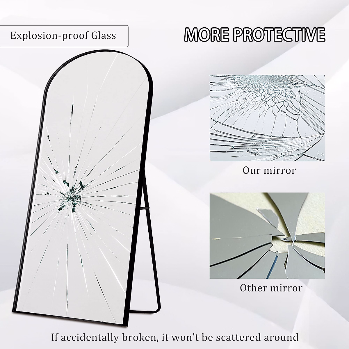 NeuType Arched Full Length Mirror, Large Arched Wall Mirror Floor Mirror with Stand, Full Body Dressing Mirrors Standing Hanging or Leaning Against Wall, Aluminum Alloy Thin Frame 65"x22", Black